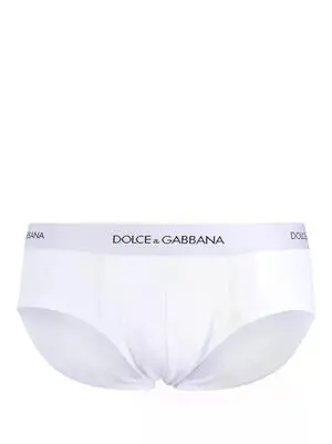 Dolce & Gabbana Logo-waistband Ribbed-knit Briefs - White