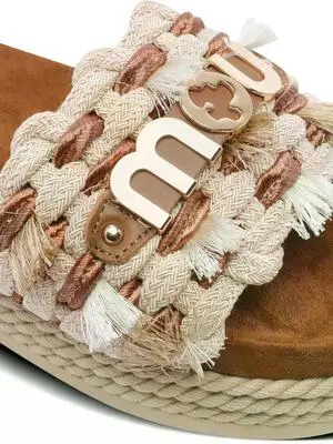 Mou Braided-strap Platform Sandals - Neutrals