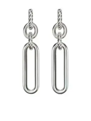 David Yurman Lexington Double Link Drop Earrings - Silver