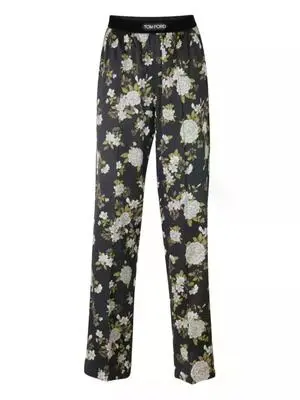 TOM FORD Floral-print Pajama Trousers - Black