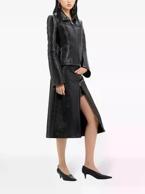 COURREGES Zip-detail Coated Midi Skirt
