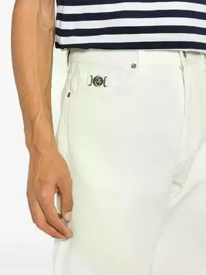 Versace Mid-rise Straight-leg Jeans With Medusa Head Motif - White