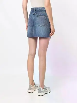 Goen.j Distressed High-waist Denim Mini Skirt