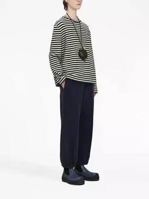JIL SANDER Logo-patch Striped Wool T-shirt - Black
