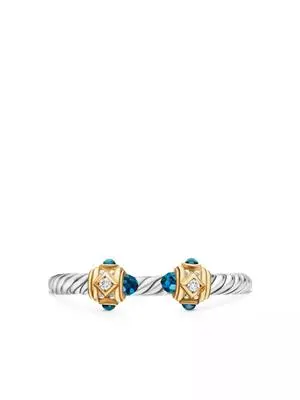 David Yurman 14kt Yellow Gold And Sterling Renaissance Topaz And Diamond Ring - Silver