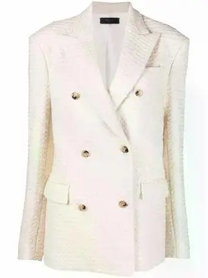 Amiri Knitted Double-breasted Blazer - Neutrals