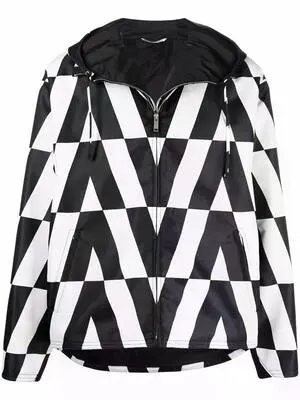 Valentino Garavani Logo-print Hooded Jacket - Black
