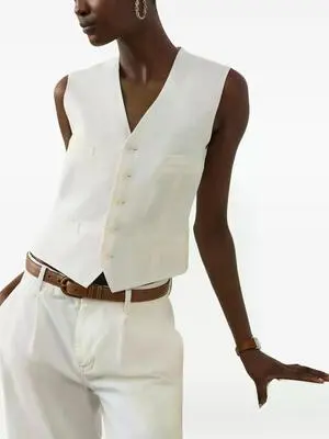 Ralph Lauren Button-up Sleeveless Jacket - White