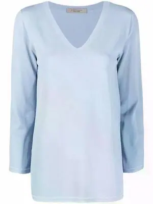 D.exterior V-neck Cropped-sleeve Jumper