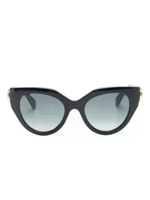 Gucci Logo-plaque Cat-eye Frame Sunglasses - Black