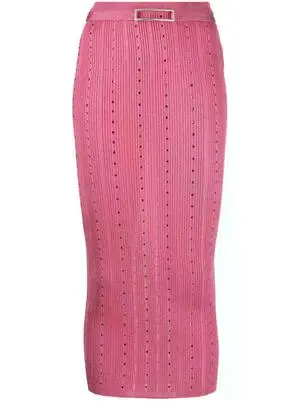Alessandra Rich Embellished Knitted Midi Skirt