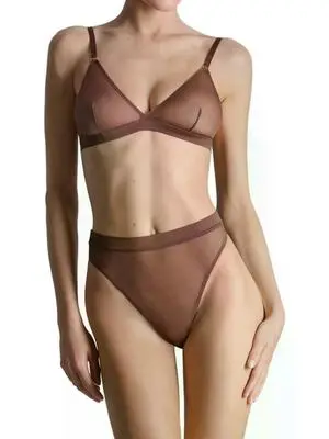 MAISON CLOSE Corps À Corps Mesh Triangle Bra - Brown