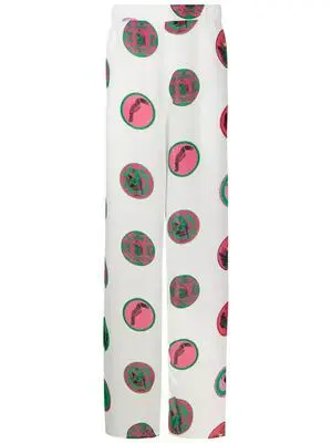 AMIR SLAMA Graphic-print Straight-leg Trousers - White