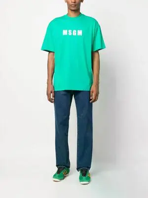 MSGM Logo-embroidered Straight-leg Jeans