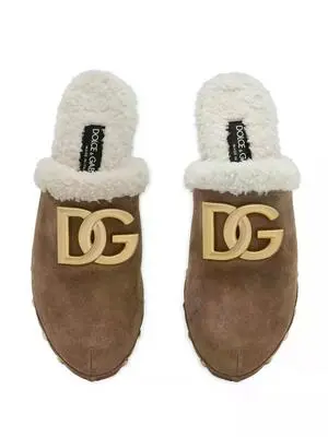 Dolce & Gabbana Logo Plaque Suede Clogs