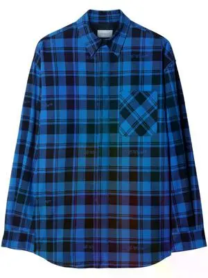 Off-White Checked Flannel Shirt - Blue