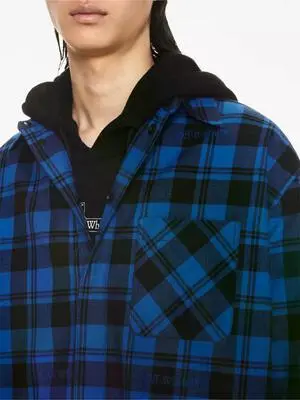 Off-White Checked Flannel Shirt - Blue