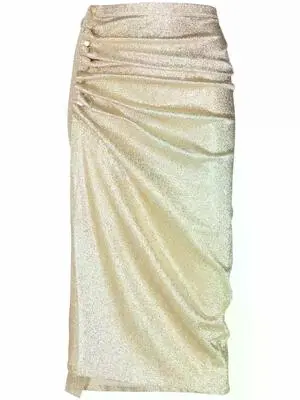 Rabanne Metallic Ruched Midi Skirt