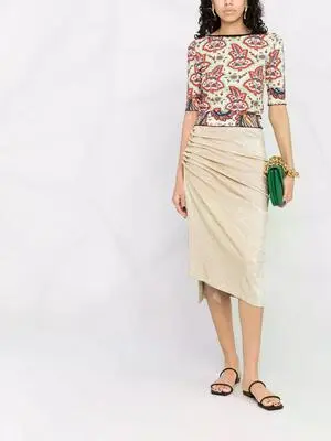 Rabanne Metallic Ruched Midi Skirt