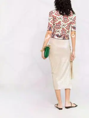 Rabanne Metallic Ruched Midi Skirt