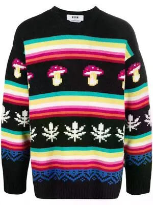 MSGM Patterned Jacquard Crew-neck Jumper