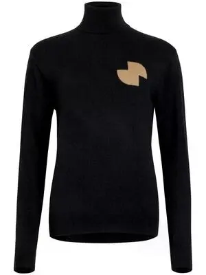 PATOU Wool-cashmere Roll Neck Sweater With Jacquard Logo Motif - Black
