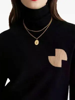 PATOU Wool-cashmere Roll Neck Sweater With Jacquard Logo Motif - Black