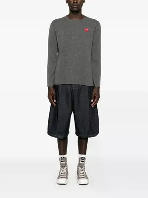 Play Comme Des Garcon Heart-patch Wool Jumper