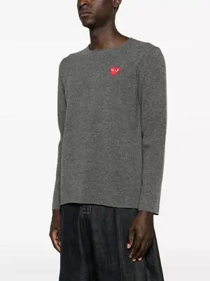 Play Comme Des Garcon Heart-patch Wool Jumper
