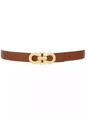 FERRAGAMO Reversible Gancini Leather Belt - Brown