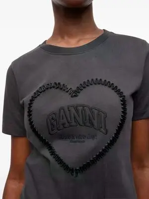 GANNI Heart-motif T-shirt - Grey