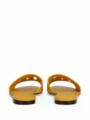 Dolce & Gabbana Dg Logo Leather Slides - Yellow