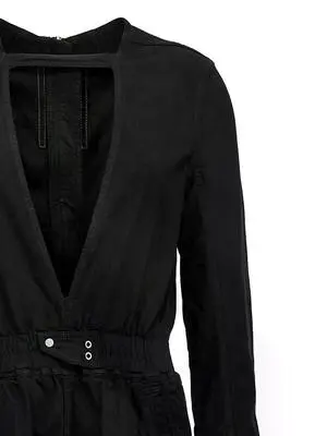 Rick Owens V-neck Jumpsuit With Exposed Rear Zip