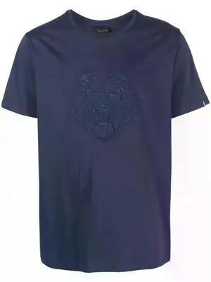 BILLIONAIRE Lion-embroidered Cotton T-shirt - Blue