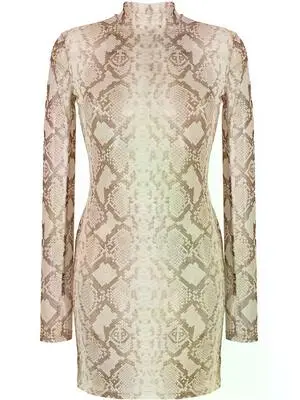 Philipp Plein Snakeskin-print Mock Neck Dress