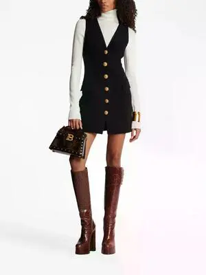 Balmain V-neck Button-front Minidress