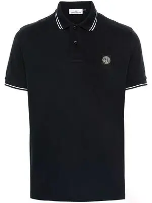 Stone Island Compass-motif Polo Shirt - Blue