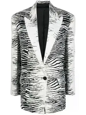 Attico Zebra-print Single-breasted Blazer - White