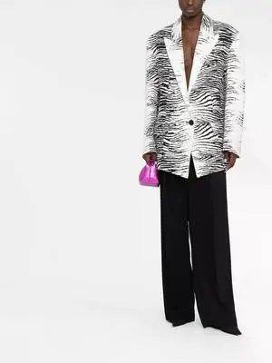 Attico Zebra-print Single-breasted Blazer