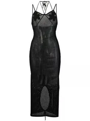 ANDREĀDAMO Fishnet-knit Midi Dress