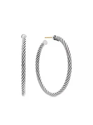 David Yurman Sterling Cable Hoop Earrings - Silver