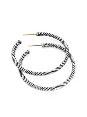 David Yurman Sterling Cable Hoop Earrings