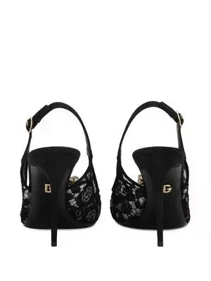 Dolce & Gabbana Crystal-embellished Lace Slingback Pumps