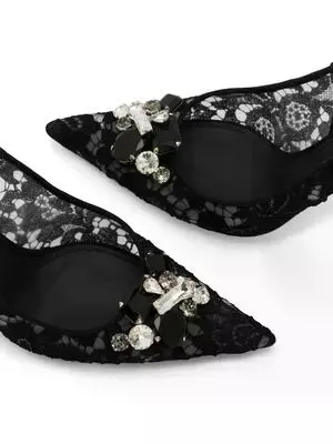 Dolce & Gabbana Crystal-embellished Lace Slingback Pumps