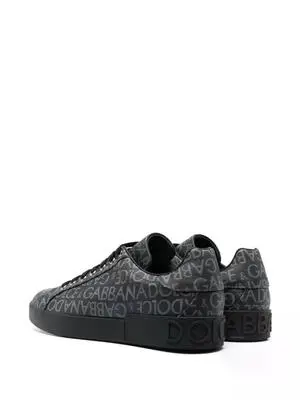 Dolce & Gabbana Portofino Coated Jacquard Sneakers - Black