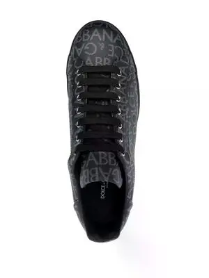 Dolce & Gabbana Portofino Coated Jacquard Sneakers - Black