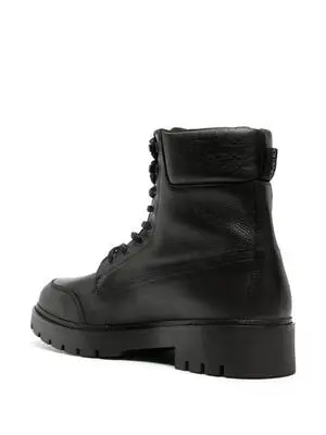 Calvin Klein Logo-patch Leather Ankle Boots