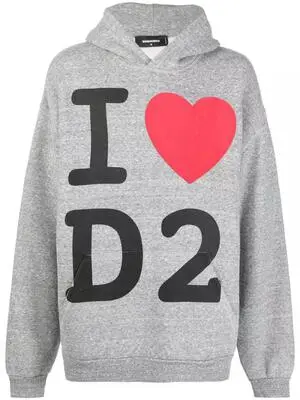 Dsquared2 Graphic-print Cotton Hoodie - Grey