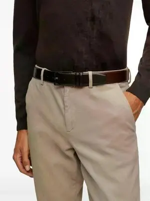 BOSS Logo Engraved Leather Belt - Brown