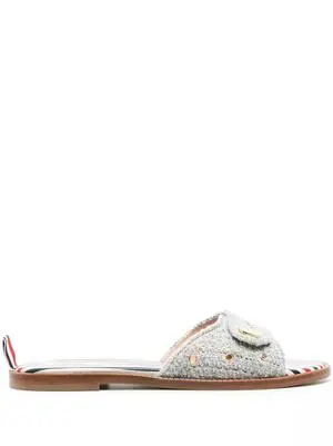 Thom Browne Tweed Flat Sandals - Grey
